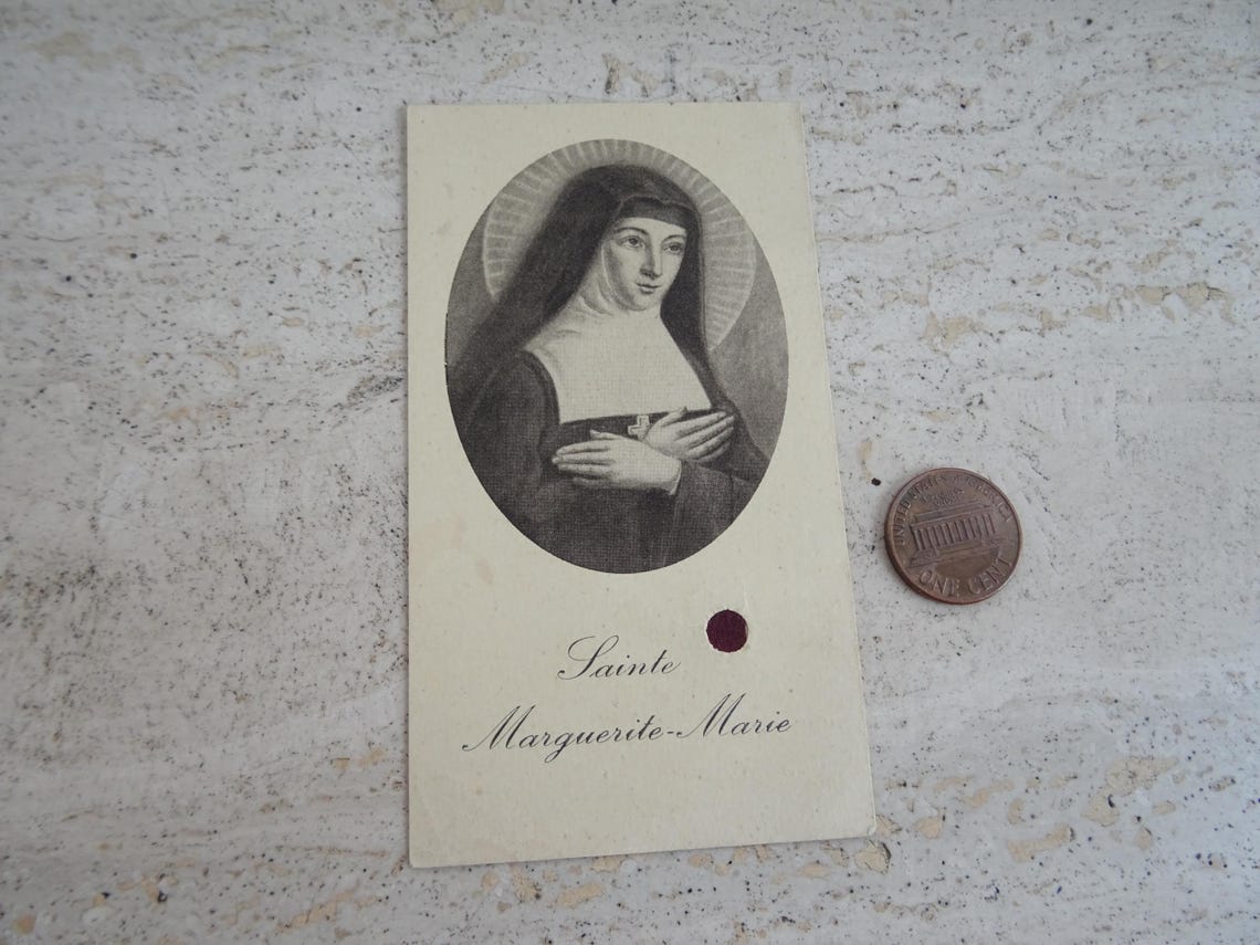 Religious Antique French Reliquary Shrine Card With Relic of Saint ...