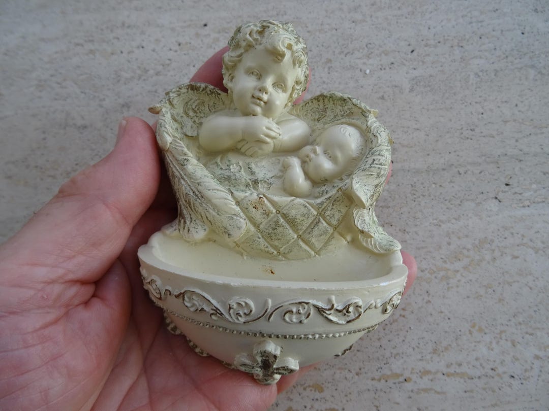 Religious Catholic Water Font Stoup With Guardian Angel Cherub Putti ...