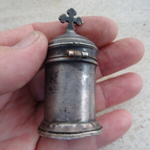 Religious Antique French Silver MARKED Chrismatorium Holder Shrine ...
