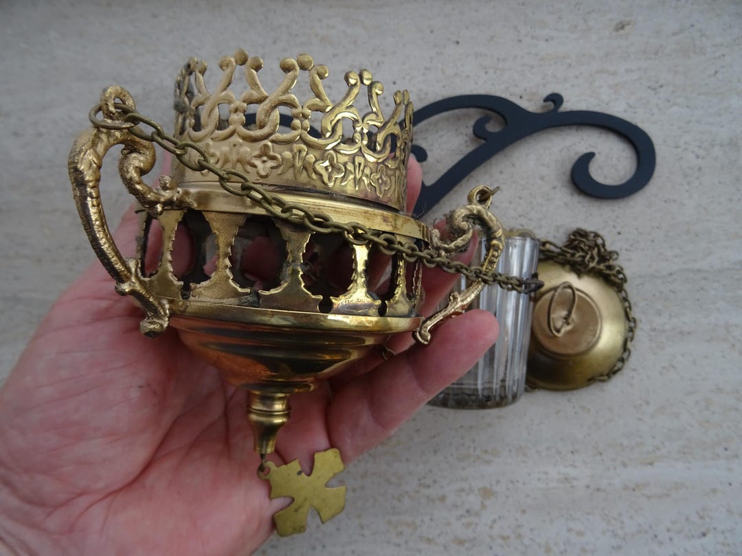 Religious Antique French Brass Gods Lamp Godslamp Sanctuary Lamp With ...