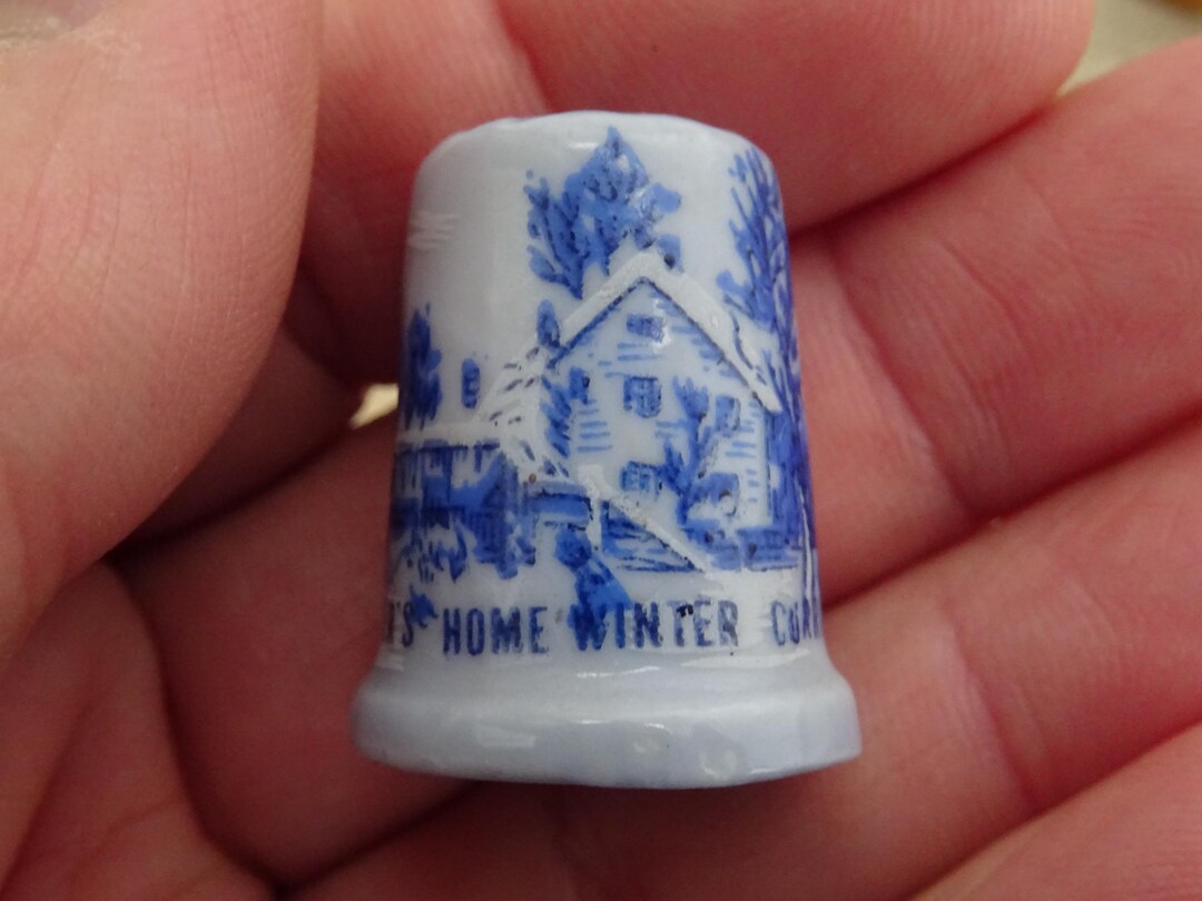 Vintage Porcelainen Thimble Thimbleful of the Farmers Home Winter ...