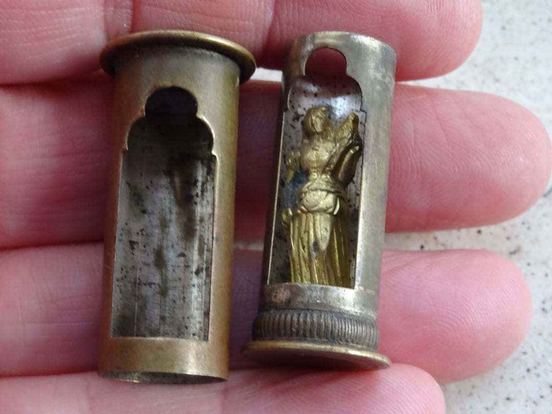 Religious Antique French Catholic Copper Pocket Shrine Chapel Relic ...