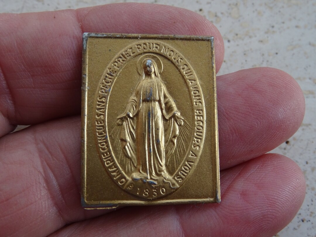 Religious Vermeil Gold Plated Catholic Picture Plaque Token Medallion ...