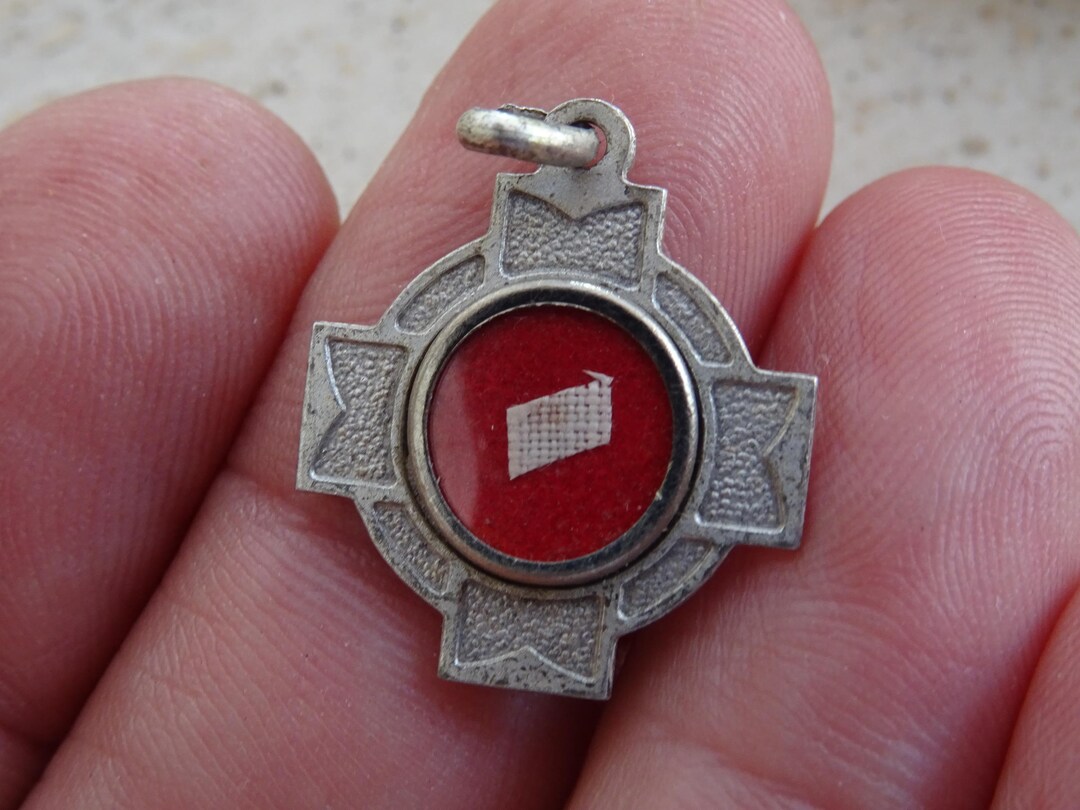Religious Antique French Silvered Catholic Shrine Medal Pendant With ...