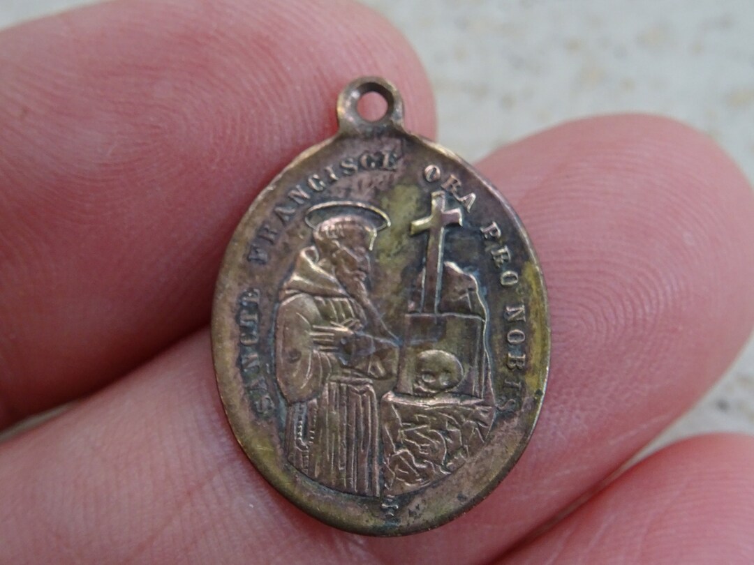 Religious Antique French Copper Catholic Medal Pendant Medaillon Charm ...