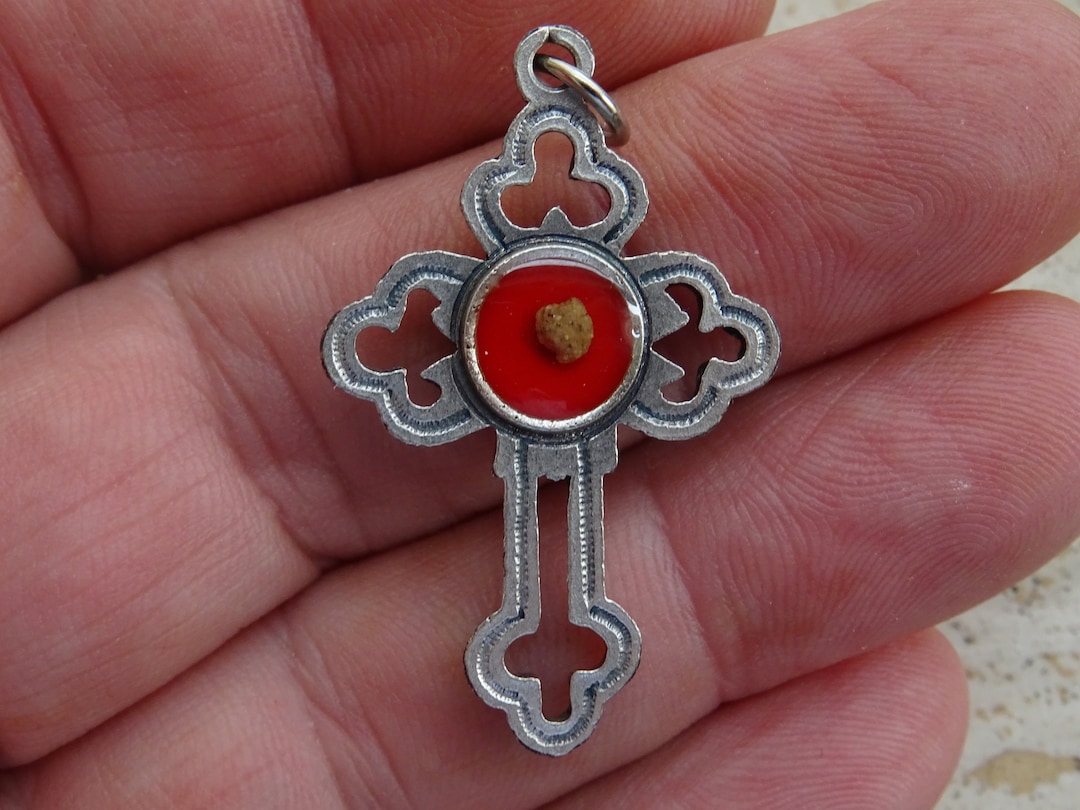 Religious French Catholic Silver Plated Shrine Cross Crucifix Medal ...