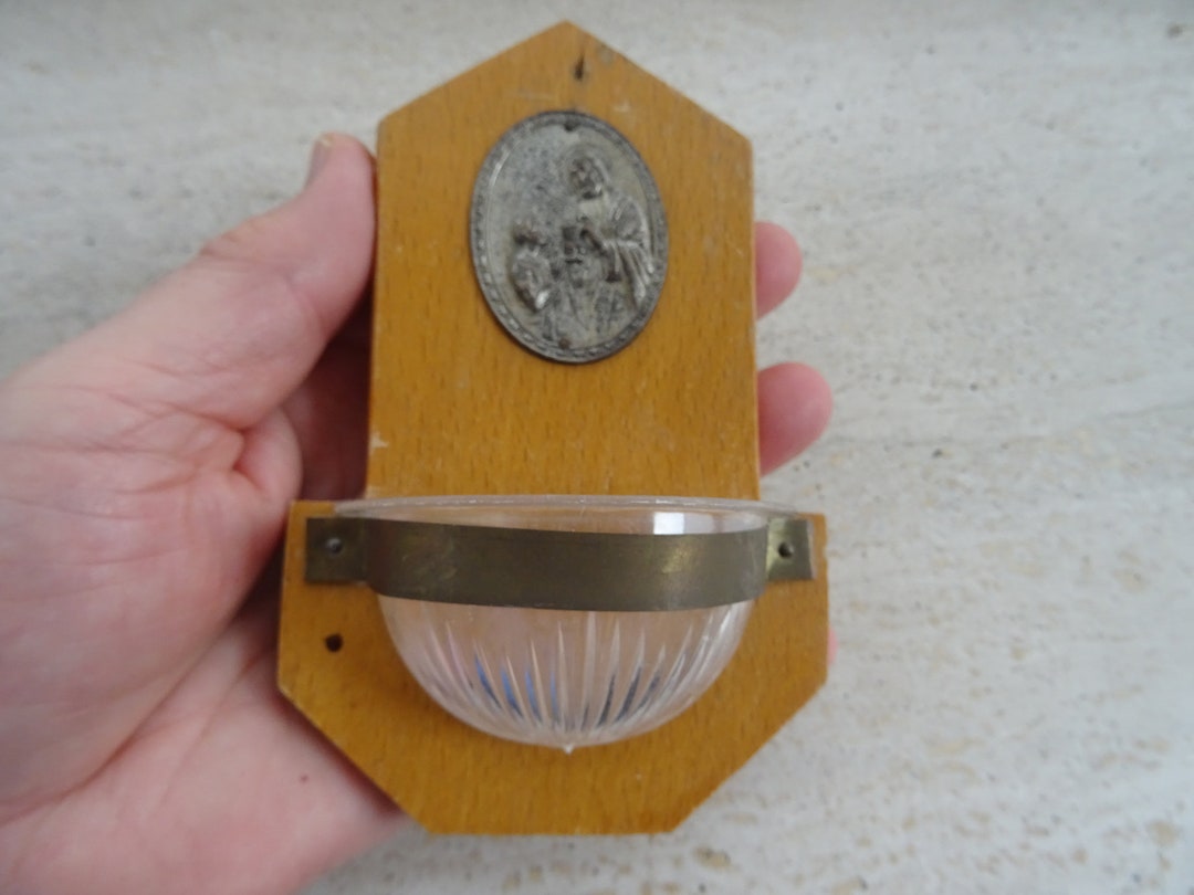 Religious French Wooden Catholic Holy Water Font Stoup With Holy Jesus ...