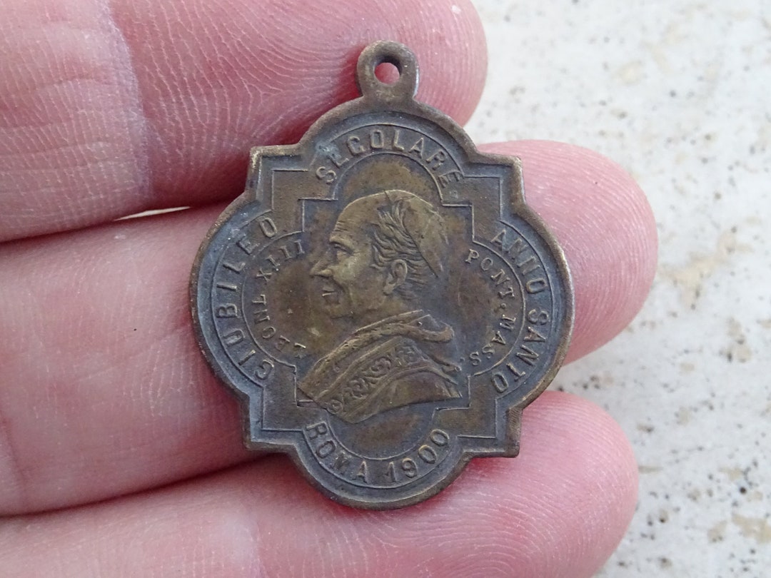 Religious Antique Copper Catholic Medal Pendant Medallion Holy Charm of ...