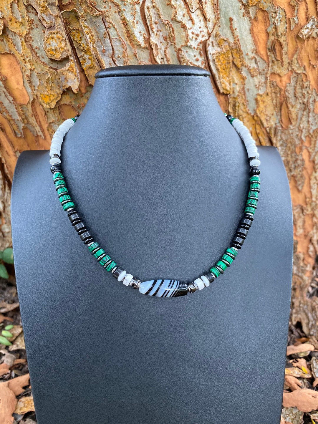 Mens Gemstone Necklace Surfer Necklace Stone Beaded Jewelry for Men ...