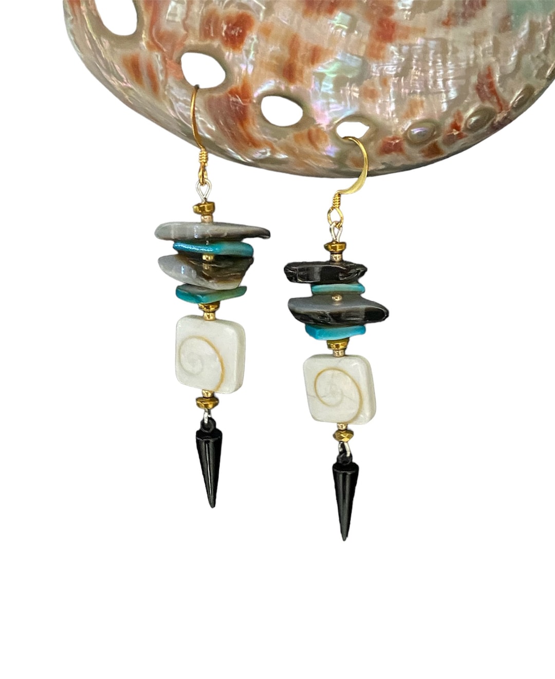 Shiva Eye Shell Spike Earrings – Edgy Stainless Steel Dangle Jewelry - Etsy