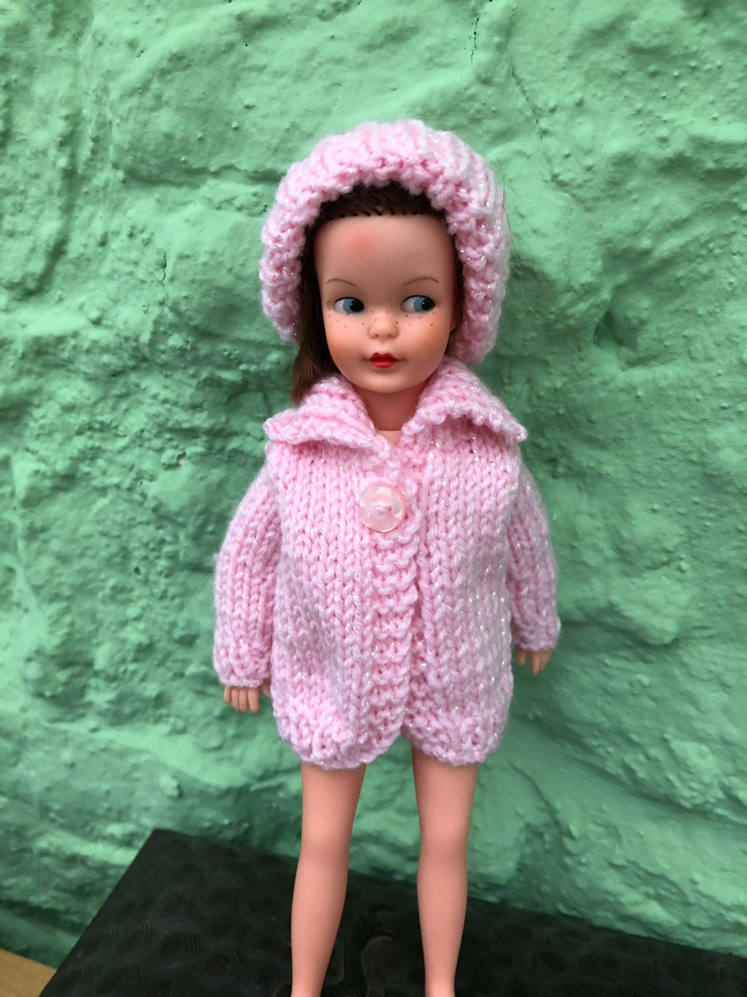 Patch - Sindy’s Sister Hand Knitted Pink Cardigan / Jacket & Beany Hat ...