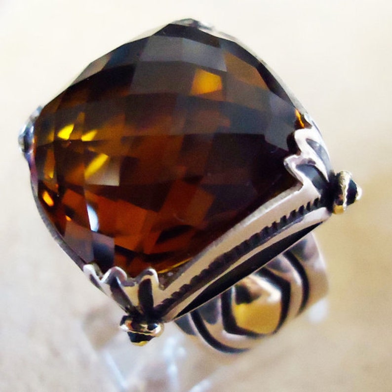 Murphy Platero Cognac Quartz Ring, 14K & Sterling, Native American - Etsy