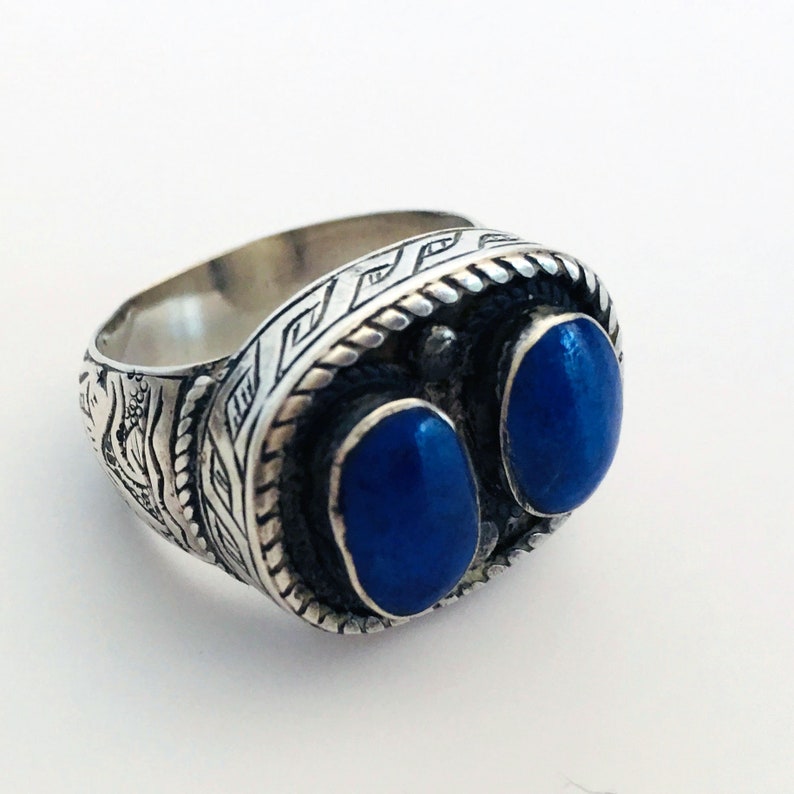Afghani Sterling Silver Lapis Ring, Tribal Ottoman, Size 7 3/4, - Etsy