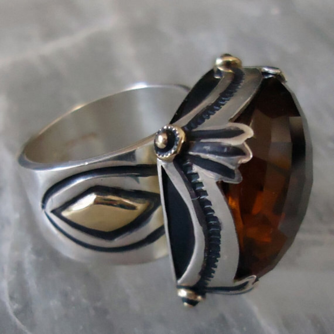 Murphy Platero Cognac Quartz Ring 14K & Sterling Native - Etsy