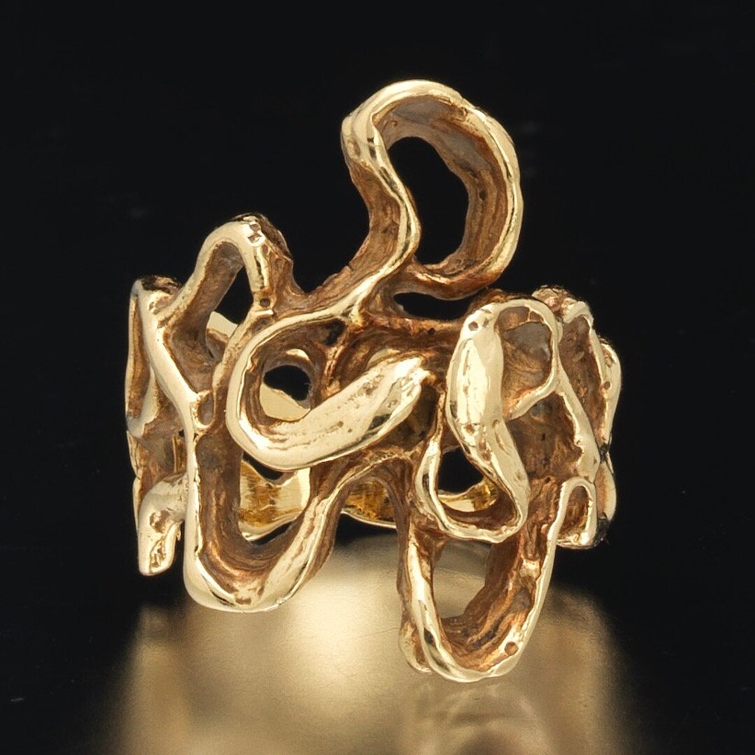 Brutalist 14K Gold Freeform Ring, Estate Jewelry, Size 5 3/4 - Etsy