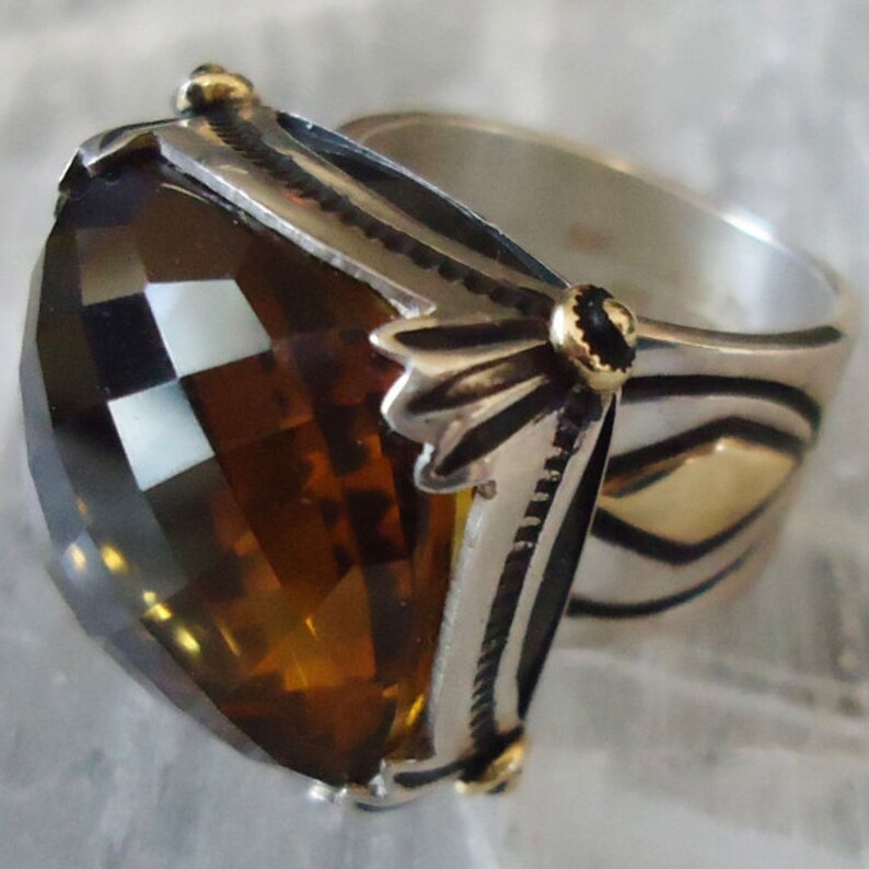 Murphy Platero Cognac Quartz Ring, 14K & Sterling, Native American - Etsy