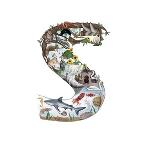 Animal Art Print Letter S Animals That Begin With S Unique Gift for ...