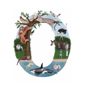 Animal Art Print Letter O Animals That Begin With O - Etsy
