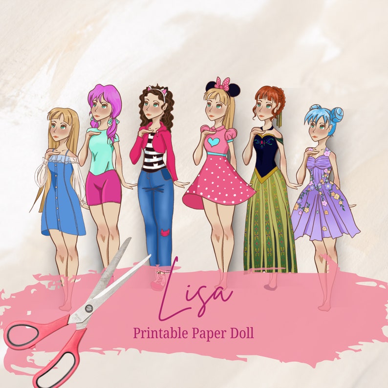 Lisa Printable Paper Doll DIGITAL FILES ONLY - Etsy Australia