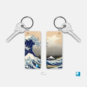 Personalized Keychain the Great Wave Hokusai Art Double Sided Keyring ...