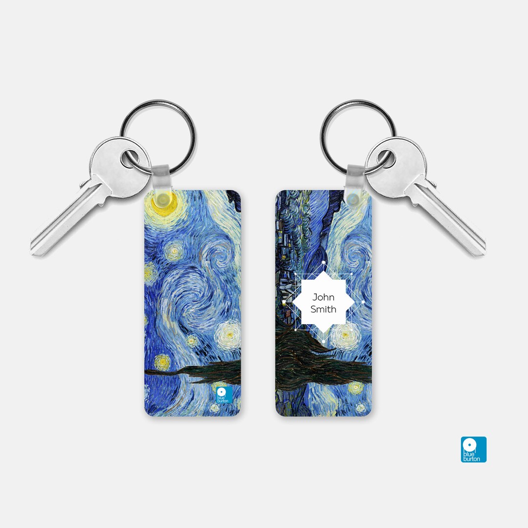 Personalized Keychain Starry Night Vincent Van Gogh Double Sided ...