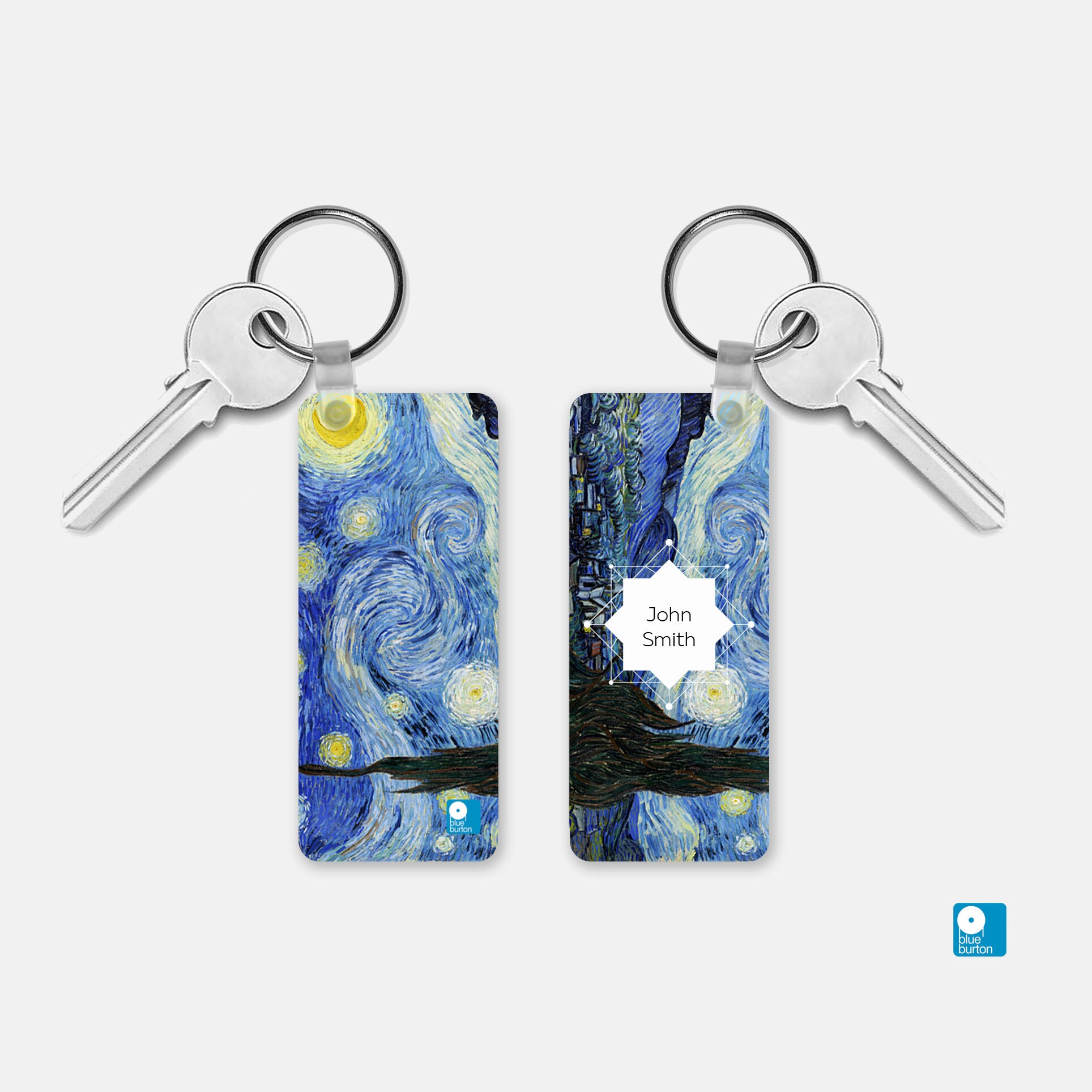 Personalized Keychain Starry Night Vincent Van Gogh Double | Etsy