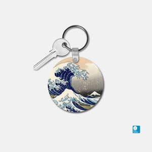 Personalized Keychain the Great Wave Hokusai Art Double Sided Keyring ...