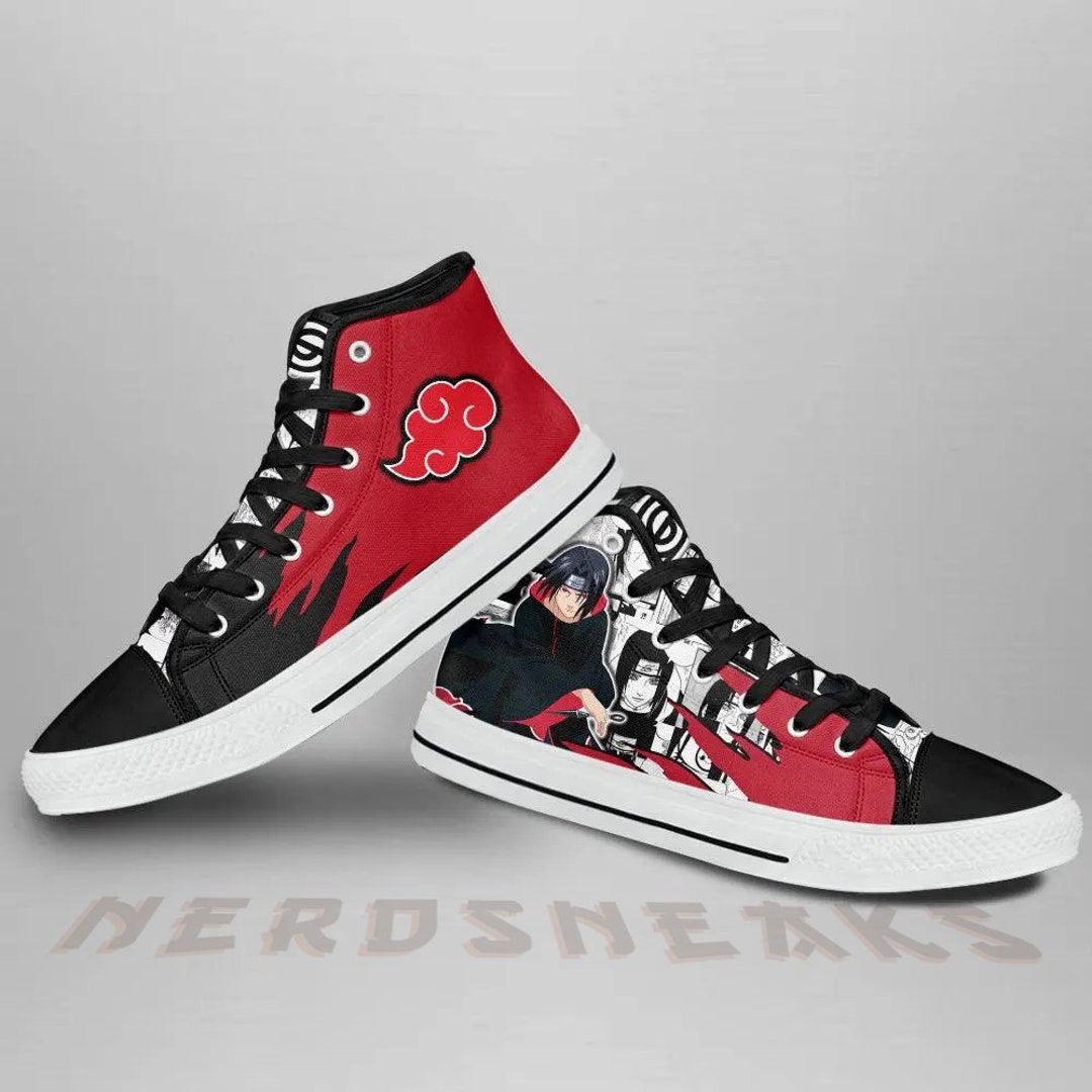 Itachi Uchiha High Top Shoes Akatsuki Custom Anime Sneakers Mix Manga ...