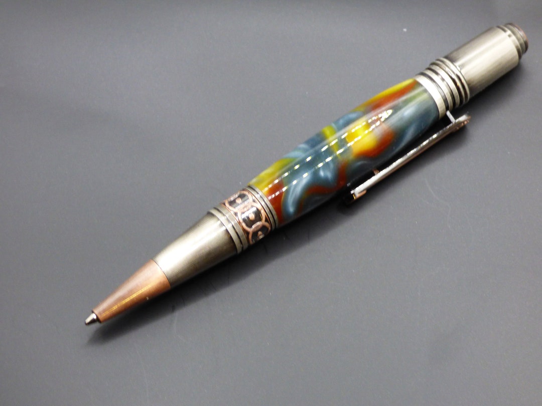 Gothic Hand-turned Acrylic Pen W/ Antique Copper and Silver Fittings ...