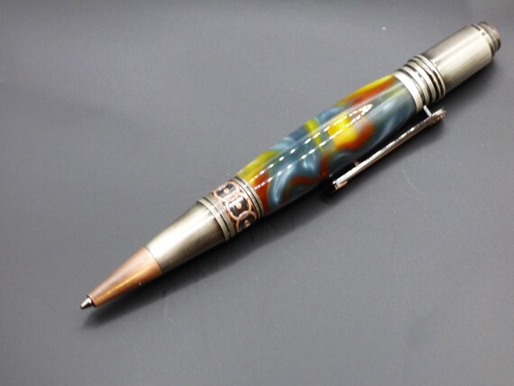 Gothic Hand-turned Acrylic Pen W/ Antique Copper and Silver - Etsy