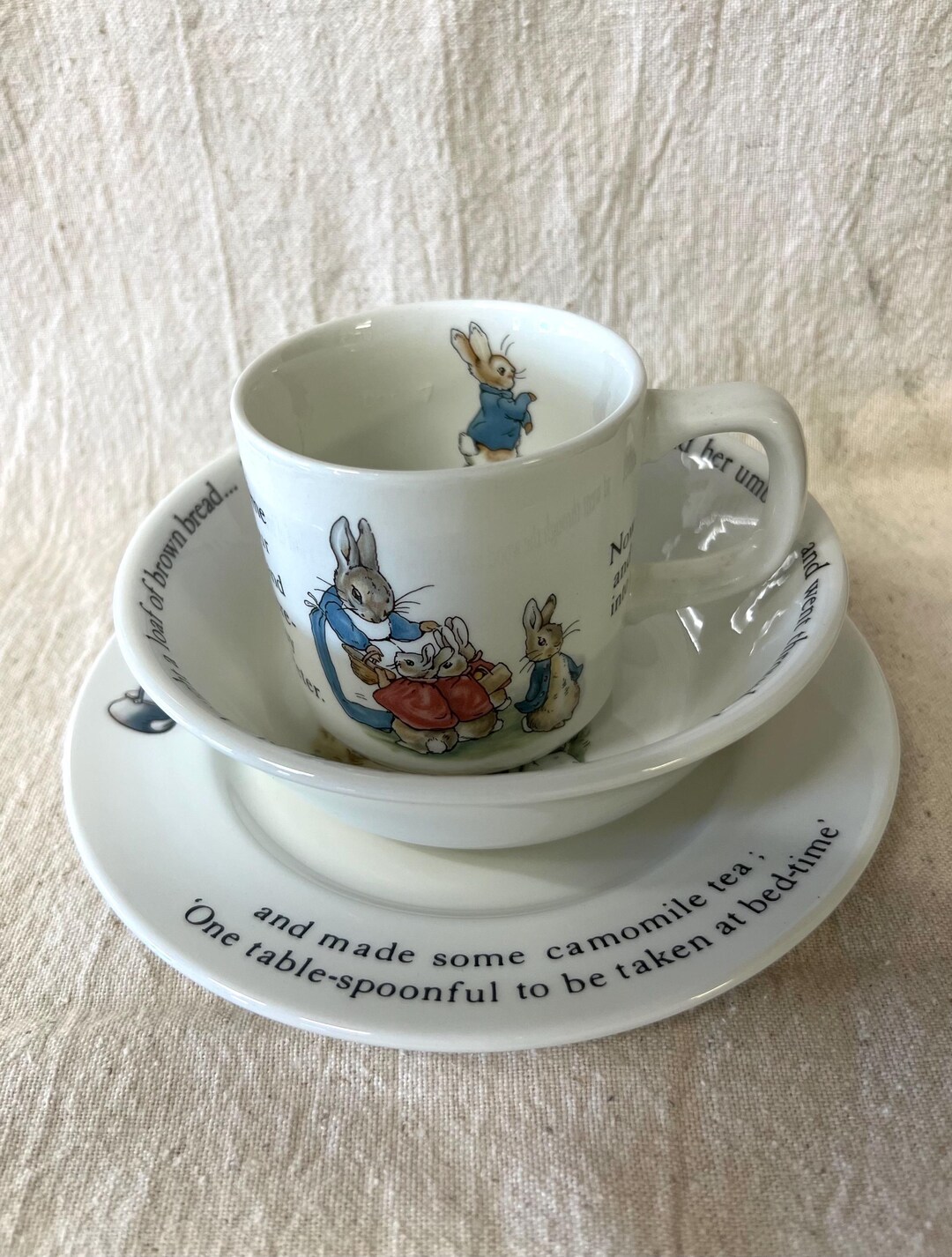 Vintage Wedgwood Peter Rabbit 3 Piece Set Cup Bowl Plate - Etsy