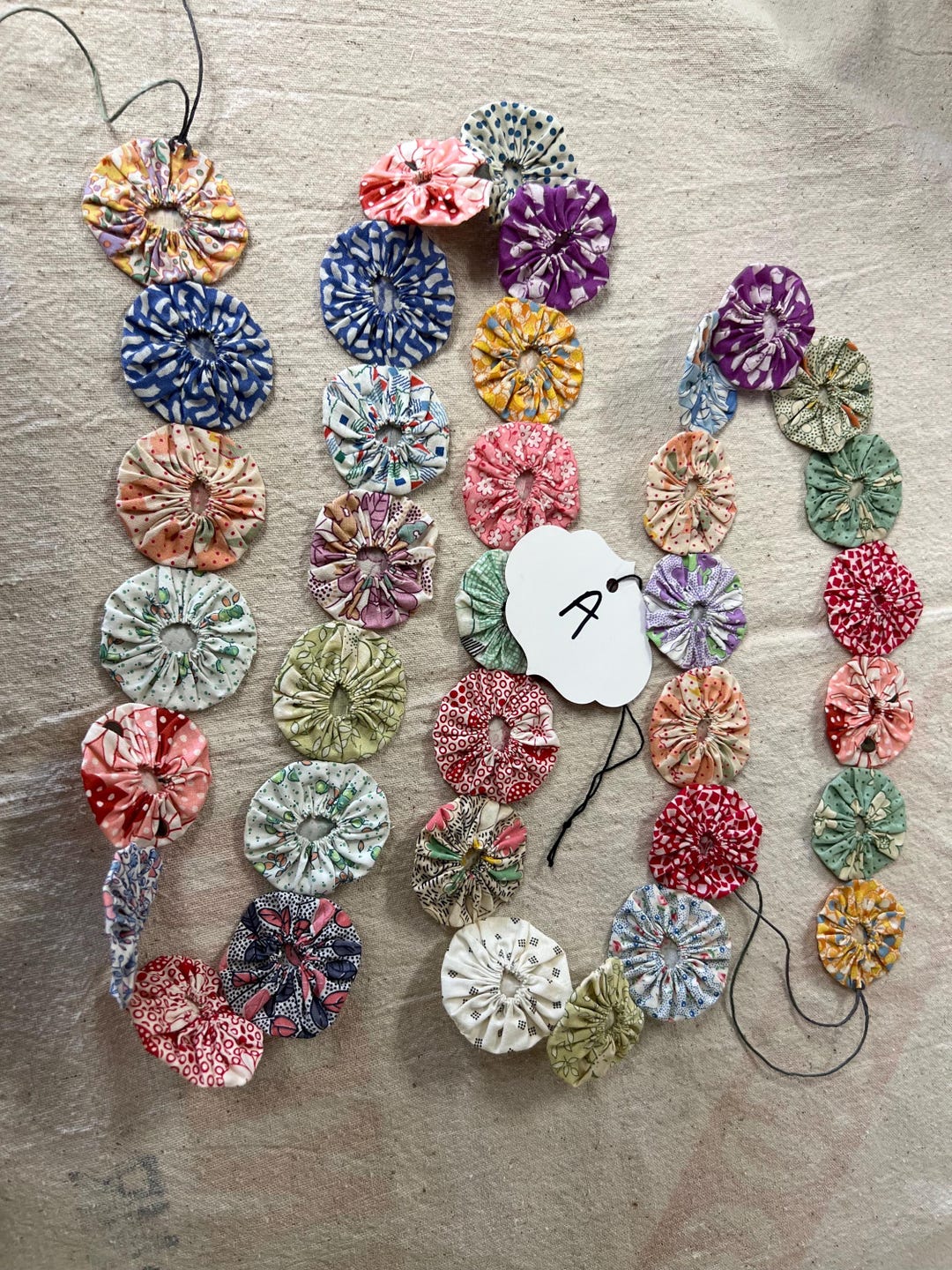 Vintage 1940s Yoyo 72 Inches Swag Banner Garland Primitive Christmas ...