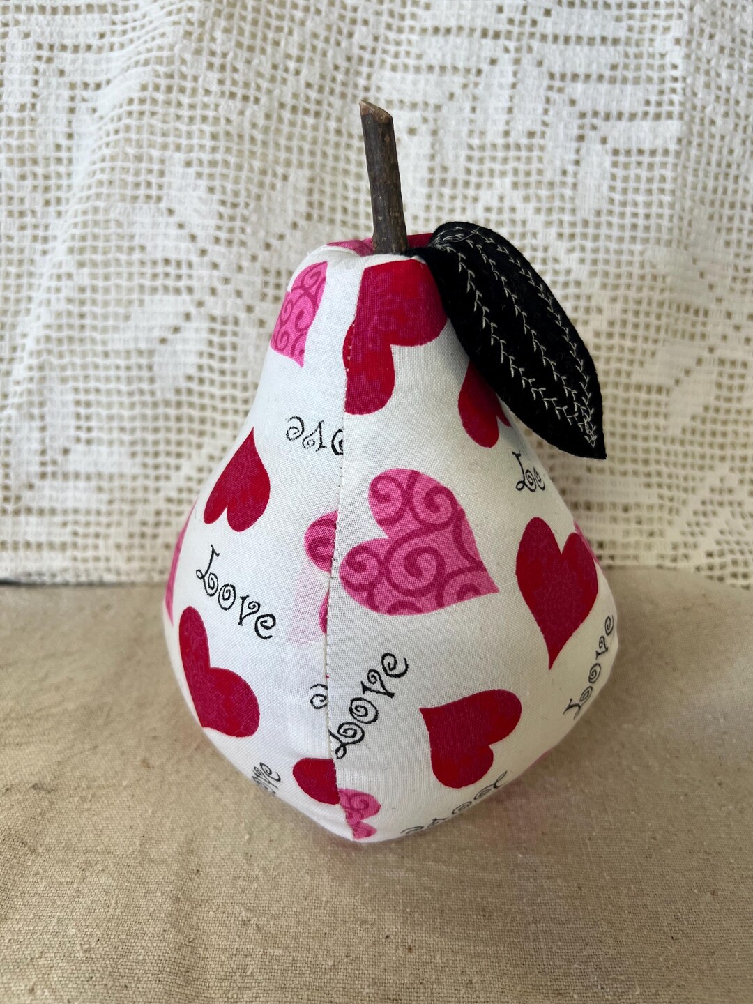 Sweet Valentines Pear Love Hearts Fabric Farmhouse Decor Country Home ...