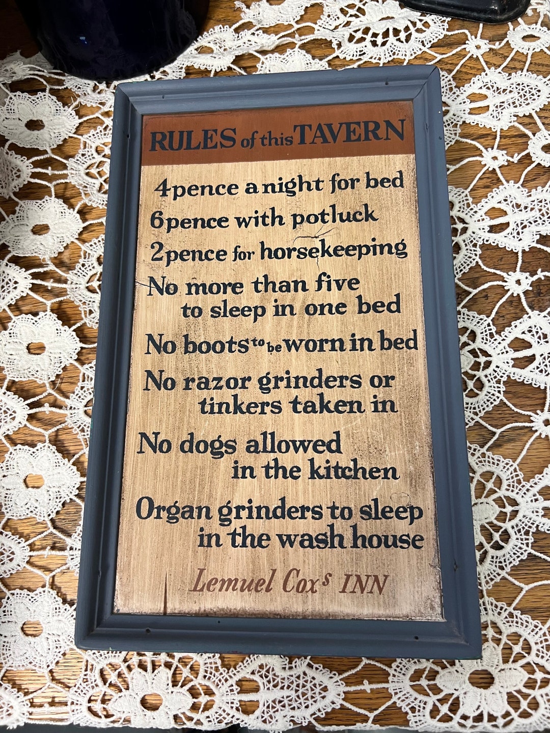 Vintage Rules of Tavern Yorkraft Wood Sign Rustic Farmhouse Primitive ...