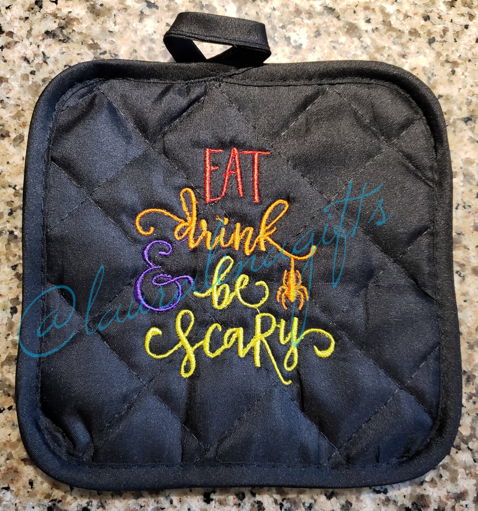 Embroidered Halloween Pot Holder and Dish Towel Set - - Etsy