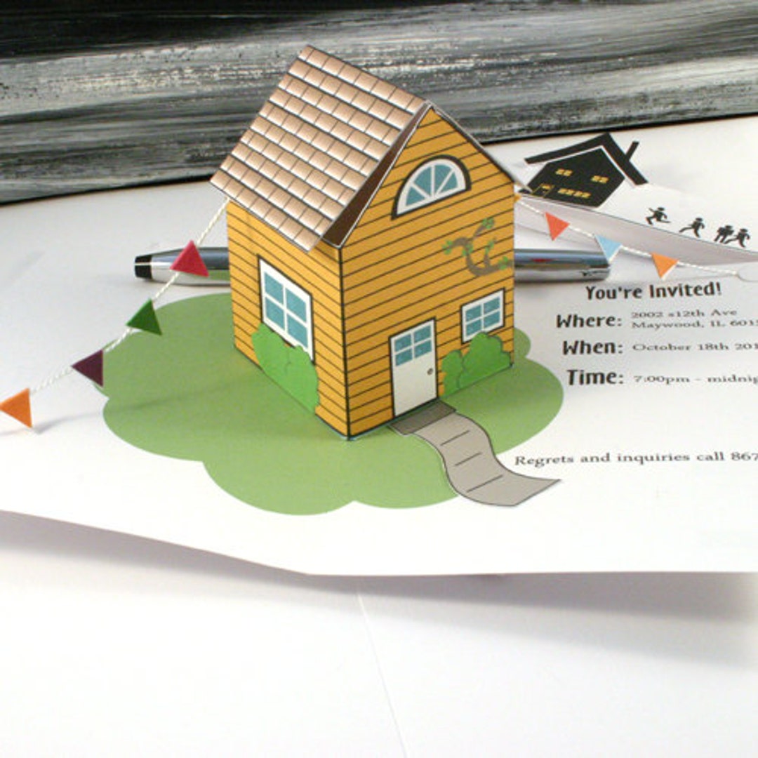 House Party Pop up Greeting Card - House Warming Invite - Etsy