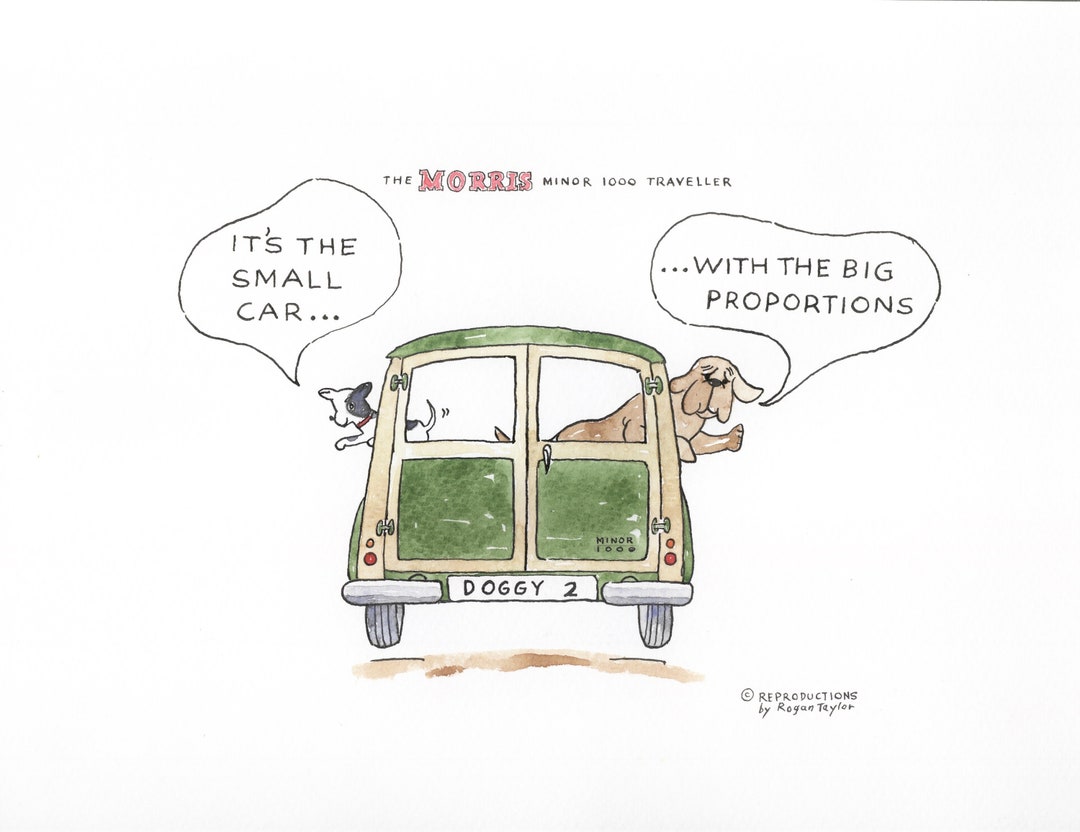 Morris Minor Traveller Promotion Cartoon Signed Watercolor Print - Etsy