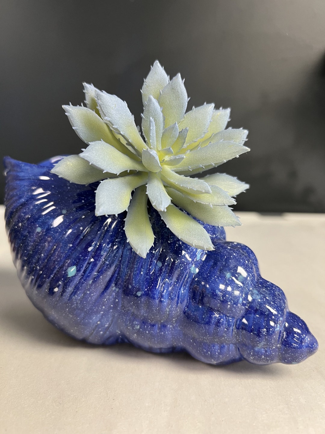 Hand Painted Ceramic Trumpet Shell Planter - Etsy