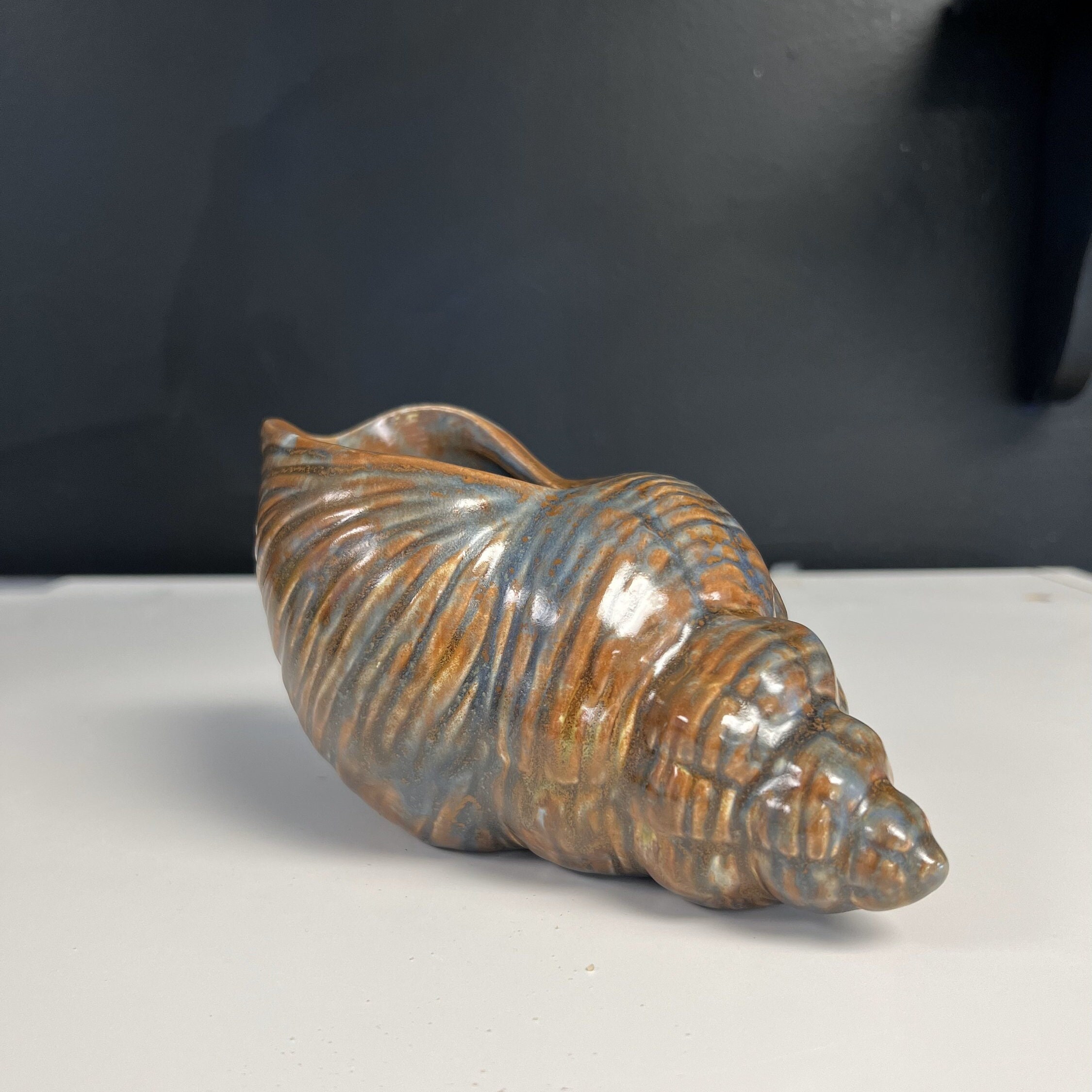 Hand Painted Ceramic Trumpet Shell Planter - Etsy