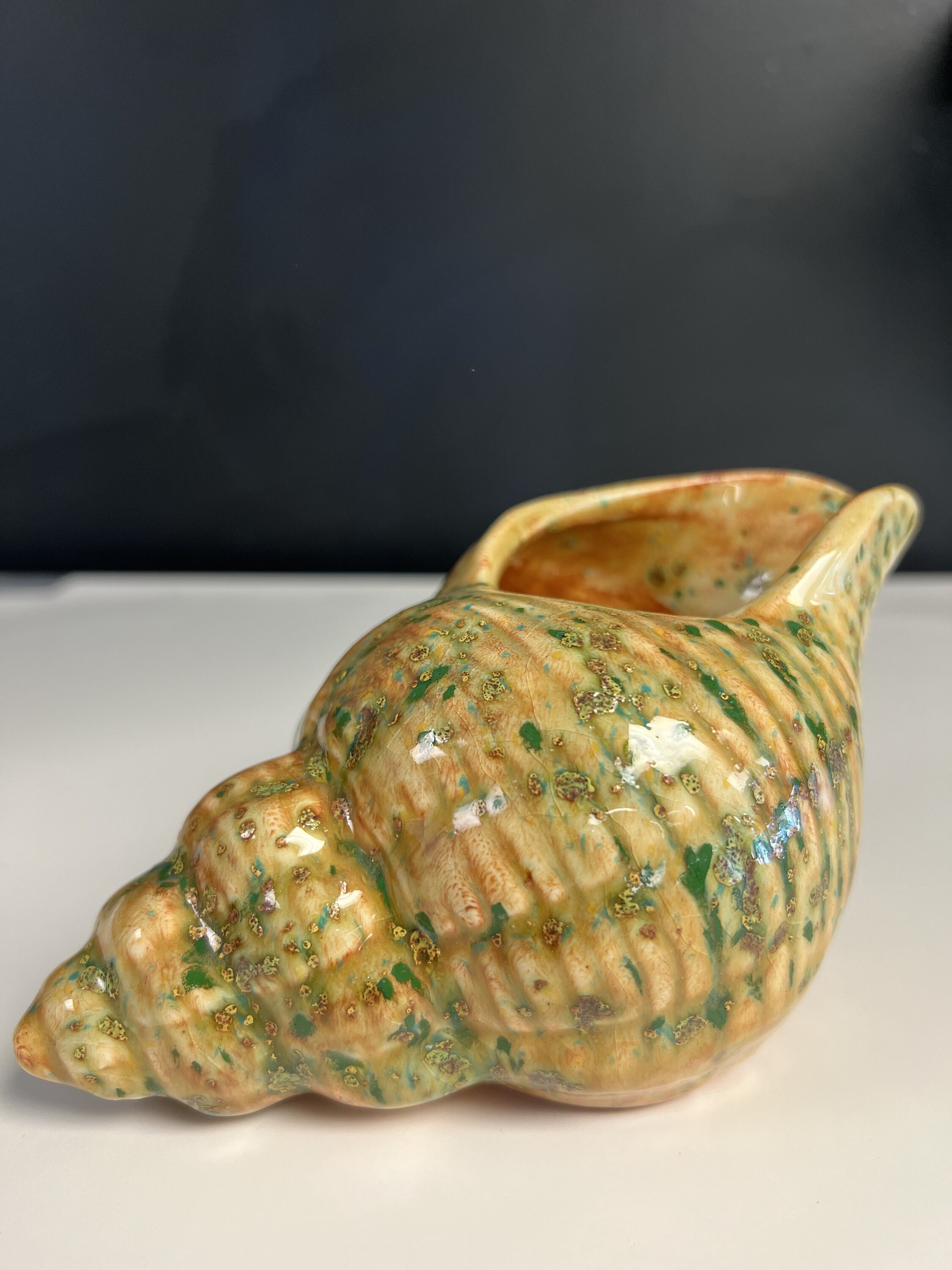 Hand Painted Ceramic Trumpet Shell Planter - Etsy