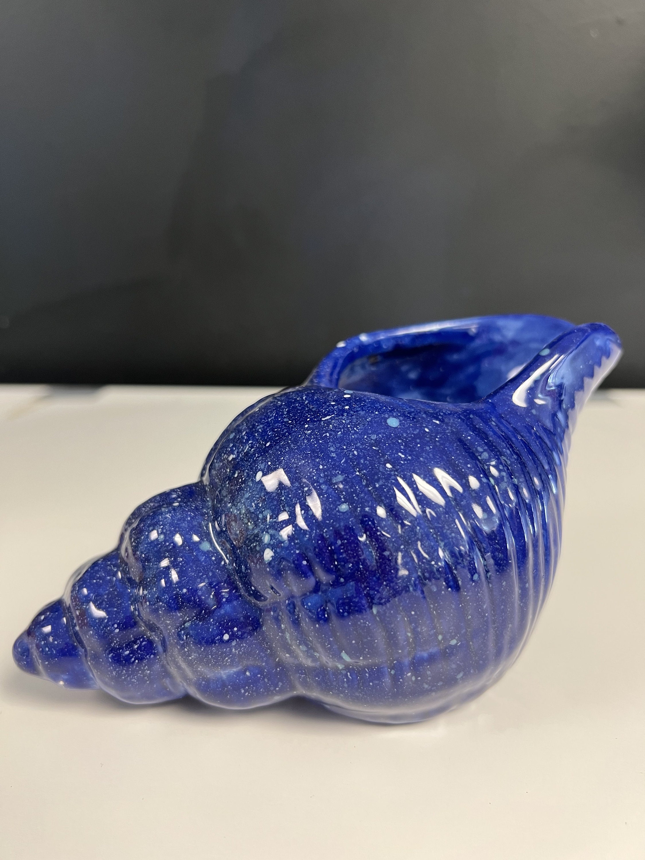 Hand Painted Ceramic Trumpet Shell Planter - Etsy