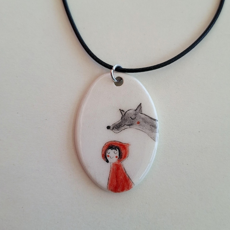 Wolf Ceramic Necklace - Etsy UK