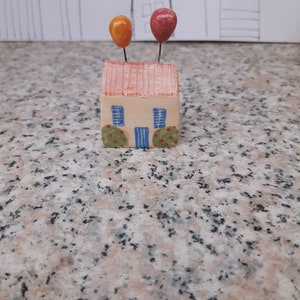 Little Pottery House With 2 Balloons, Handmade Clay House With Balloons ...