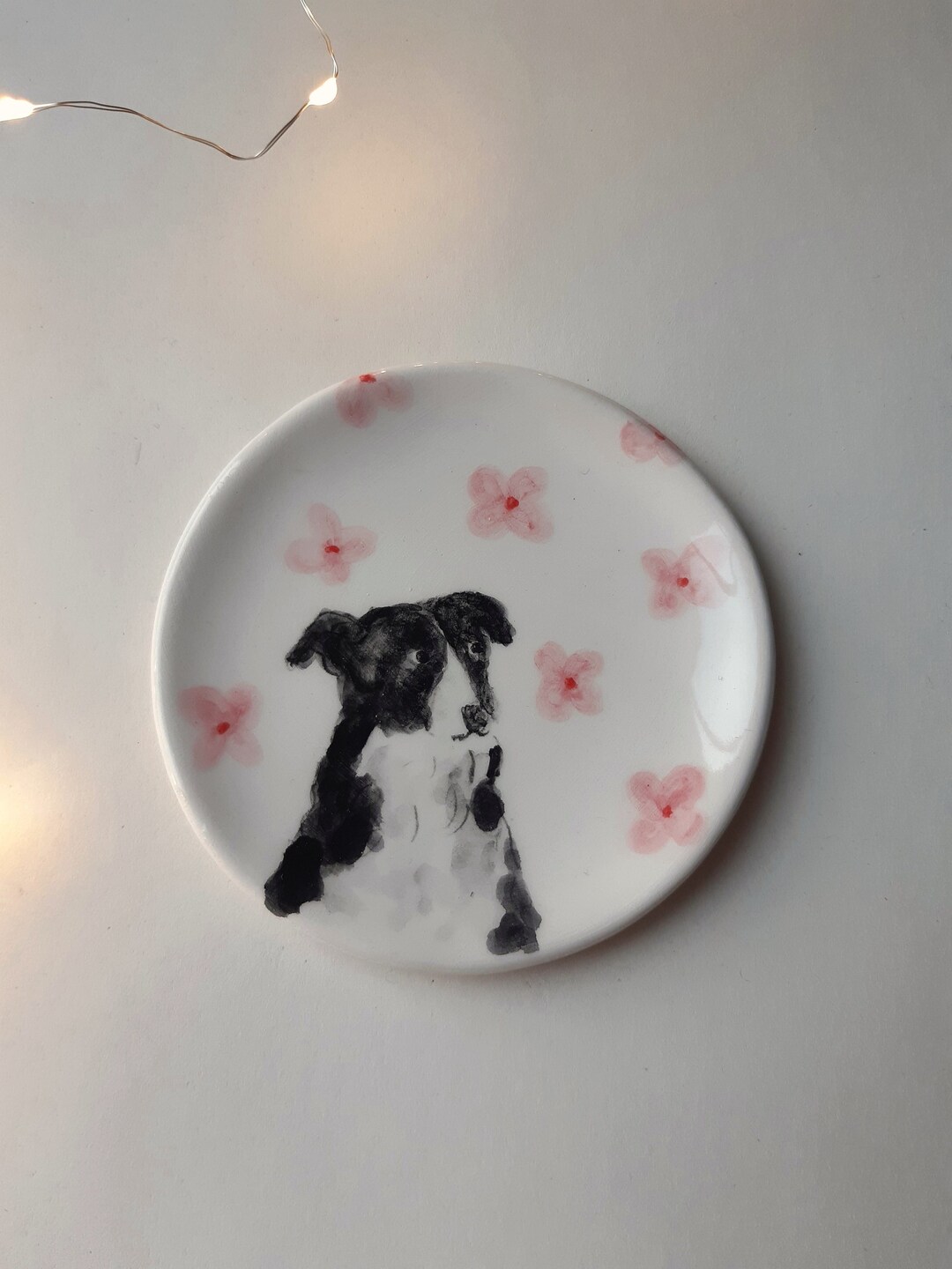 Handmade Border Collie Pottery Ring Dish, Hand Painted Dog Ring Dish ...