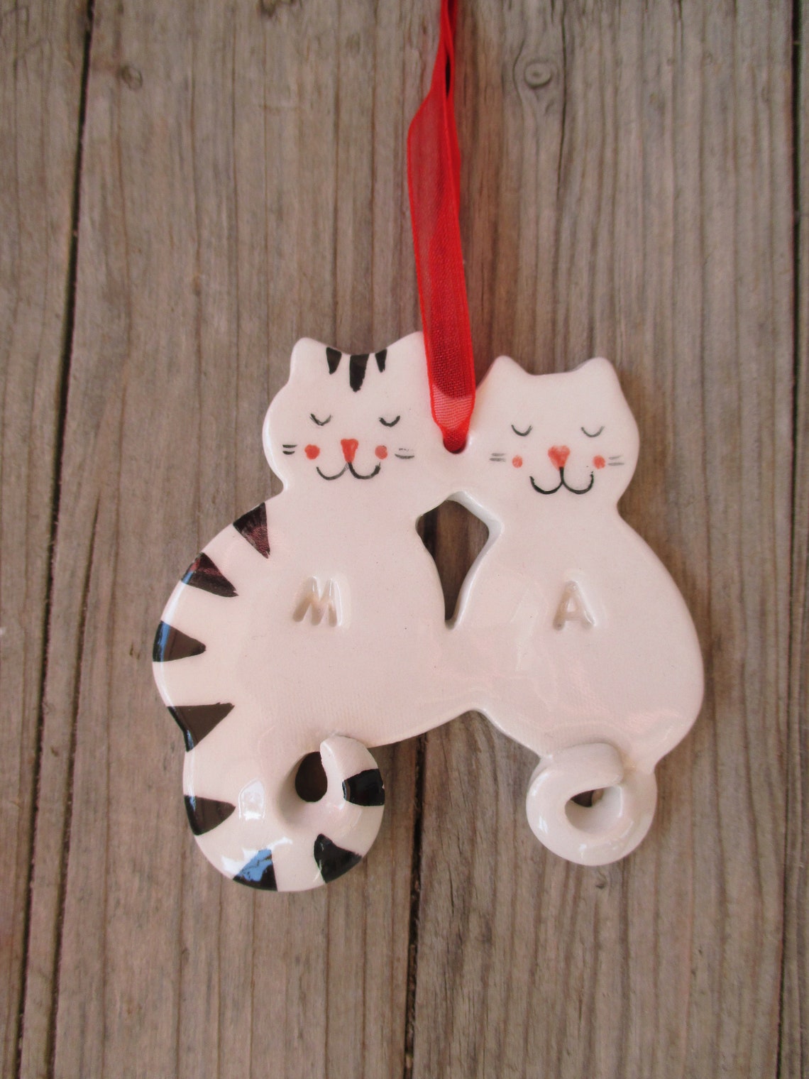 Personalized Loving Cats Ceramic Ornament, Custom Wedding Gift - Etsy