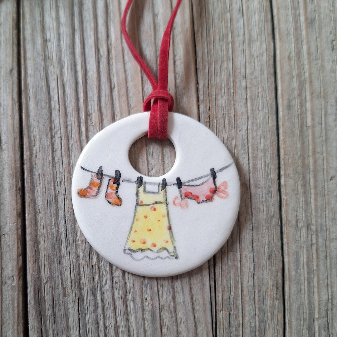 Pretty Pottery Handpainted Clothesline Necklace, Summer Jewelry ...