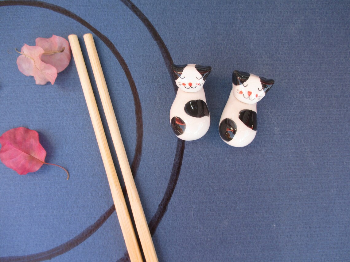2 Cat Pottery Chopsticks Holders 2 Pieces Cat Chopstick | Etsy