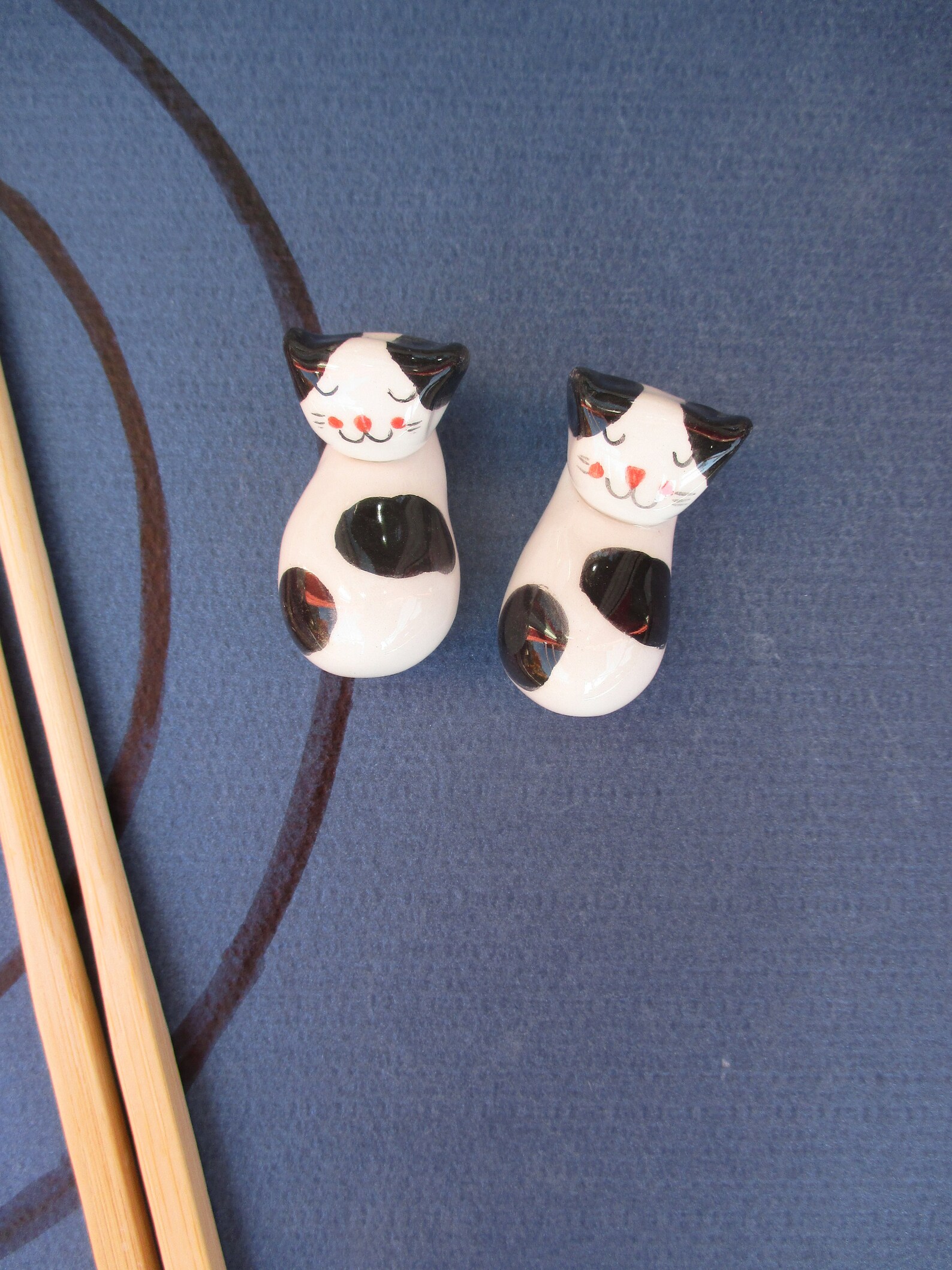 2 Cat Pottery Chopsticks Holders 2 Pieces Cat Chopstick | Etsy