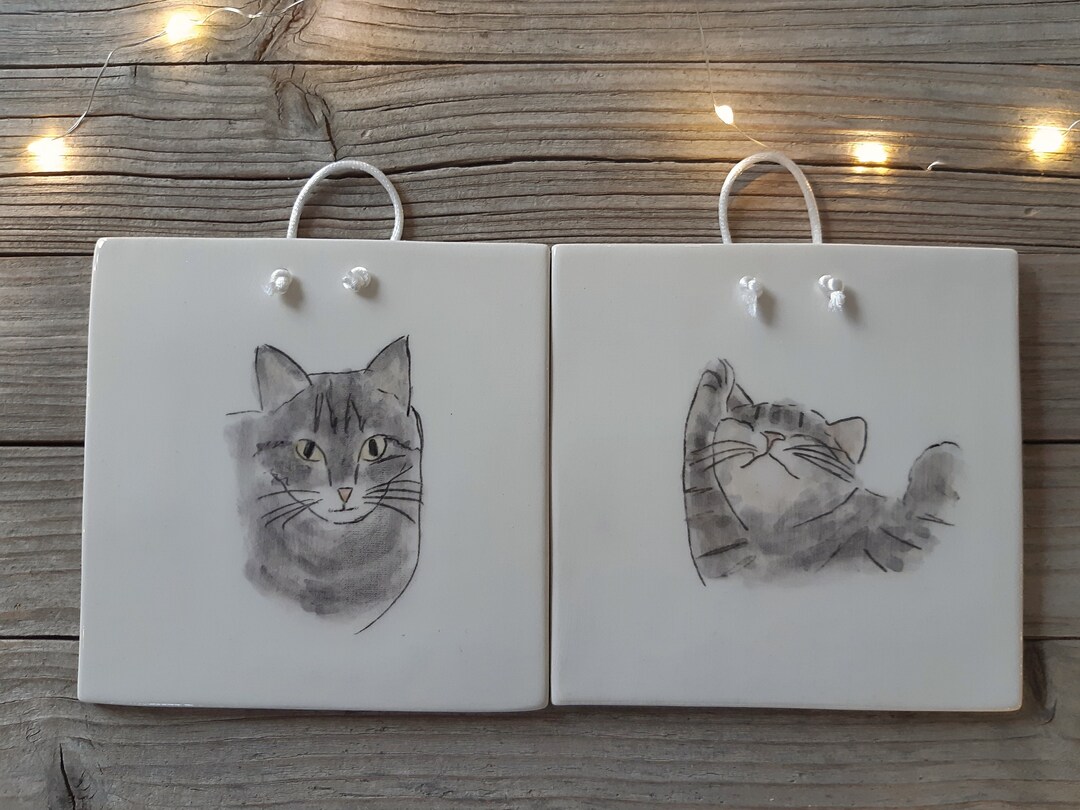 Handmade Pottery Tile: Custom Cat Portrait, Cat Lover Gift - Etsy