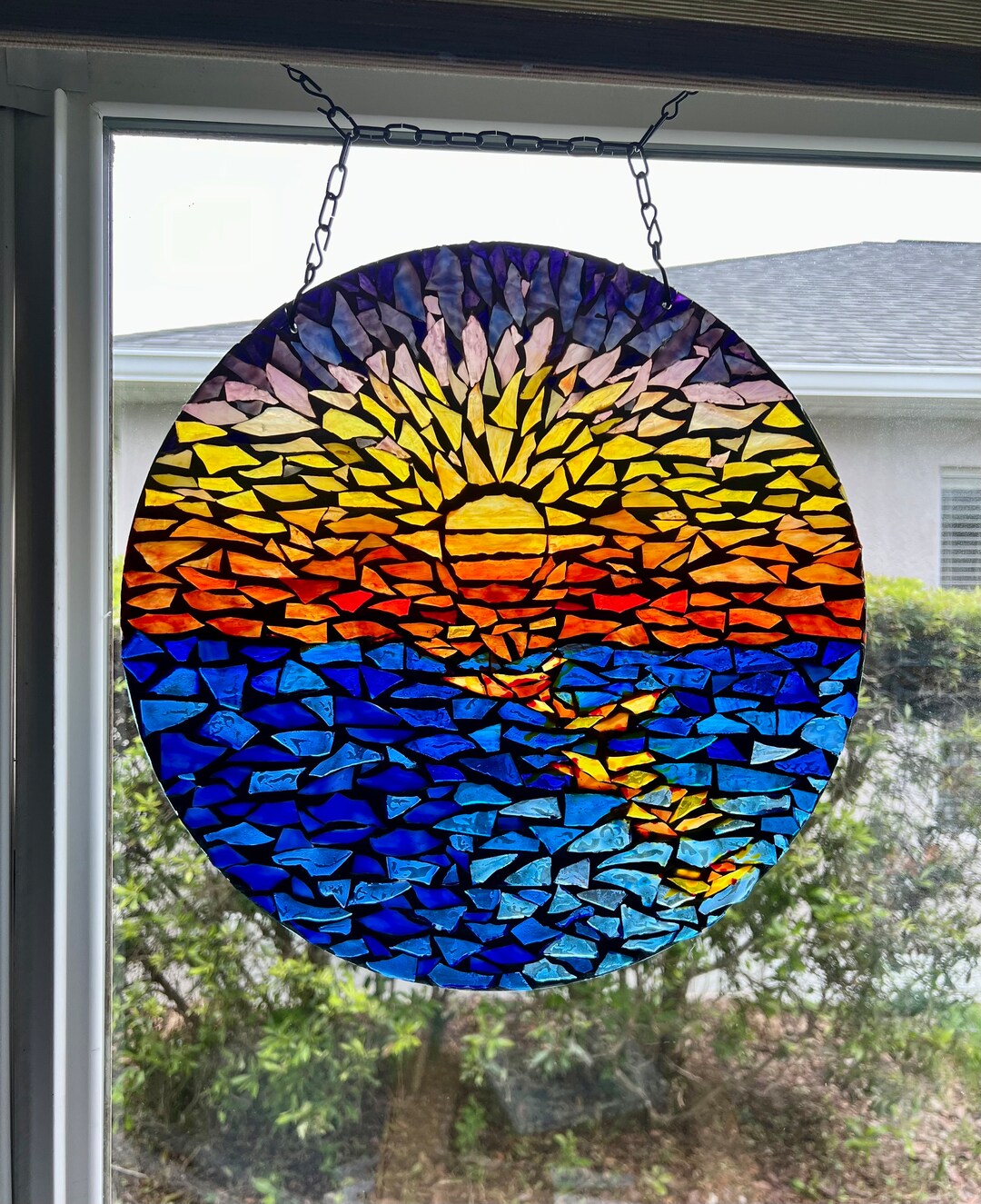 Stained Glass Window: Gift, Sunset, Circle, Panel, Sunset Stained Glass ...